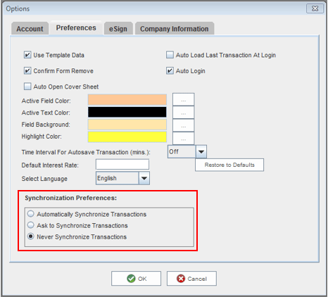 Change your preferences and explanation (zipForm Standard)