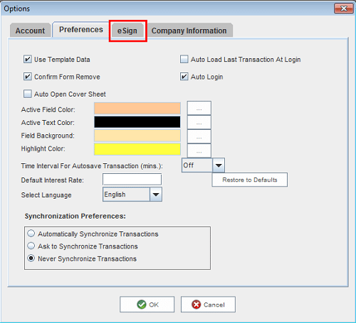 Set up Digital Ink (zipForm Standard)
