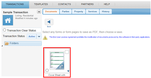 Save a transaction as a PDF file (zipForm Standard)