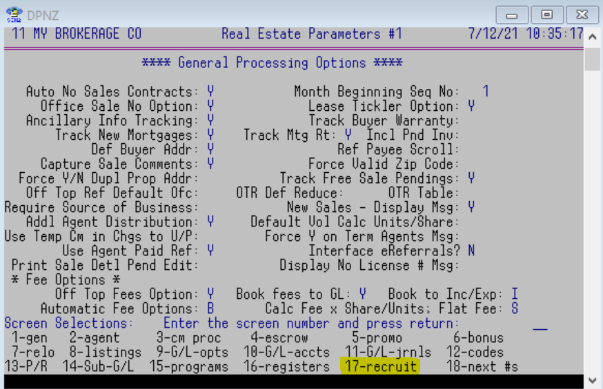 DPN – Recruited Agents File – Setting Up the parameter– SS-2-RE-2 – Screen 17