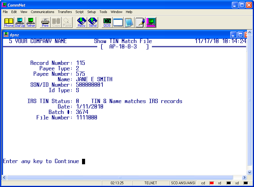 DPN - IRS TIN Matching